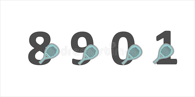Numbers Padel in a Set 8 9 0 1 with the Racket on the Side Stock Vector ...