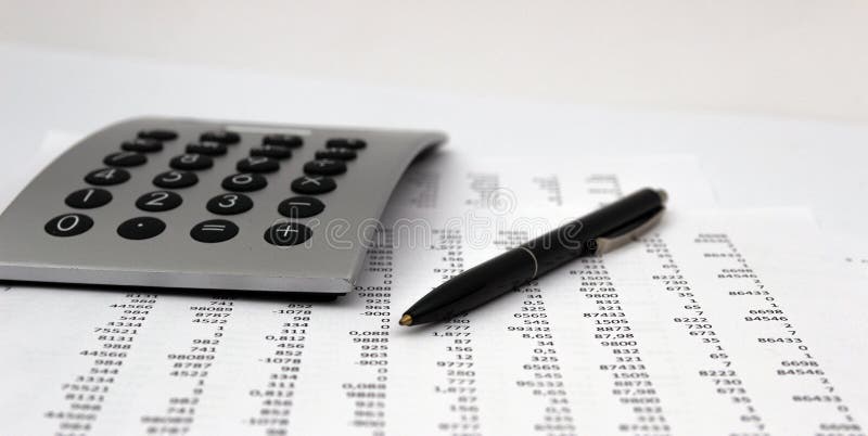 Numbers on Paper, a Pen and a Calculator Stock Photo - Image of closeup ...