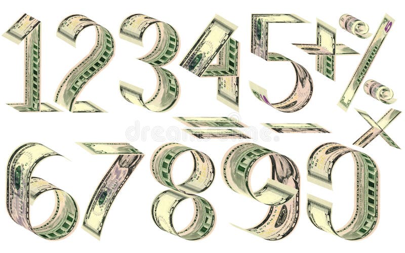 Numbers, Percent and Mathematical Signs from Dollars Stock Illustration ...
