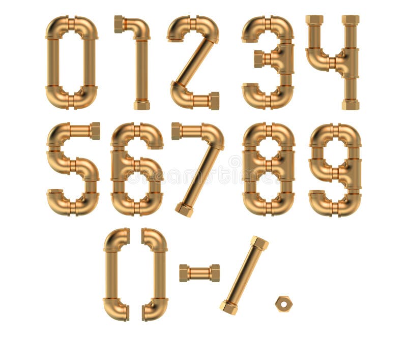 Copper Fittings for Plumbing Pipes Stock Illustration - Illustration of ...