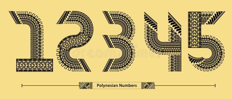 Numbers Polynesian Style in a Set12345 Stock Vector - Illustration of ...