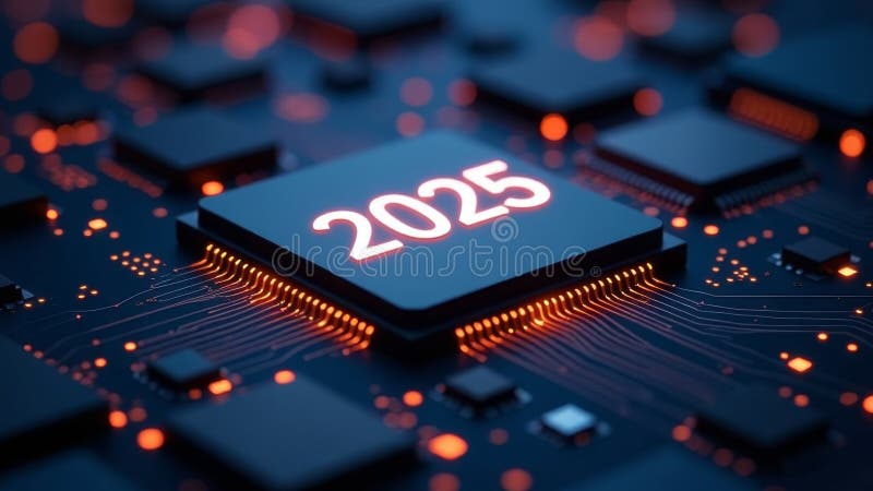 The Numbers 2025 are on the Processor among the Chips, without Blurring ...