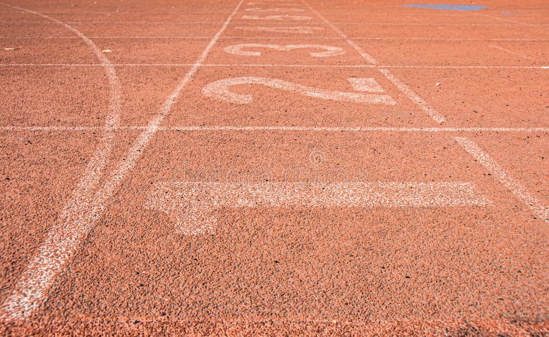 Numbers on the Red Surface of a Running Track Stock Photo - Image of ...