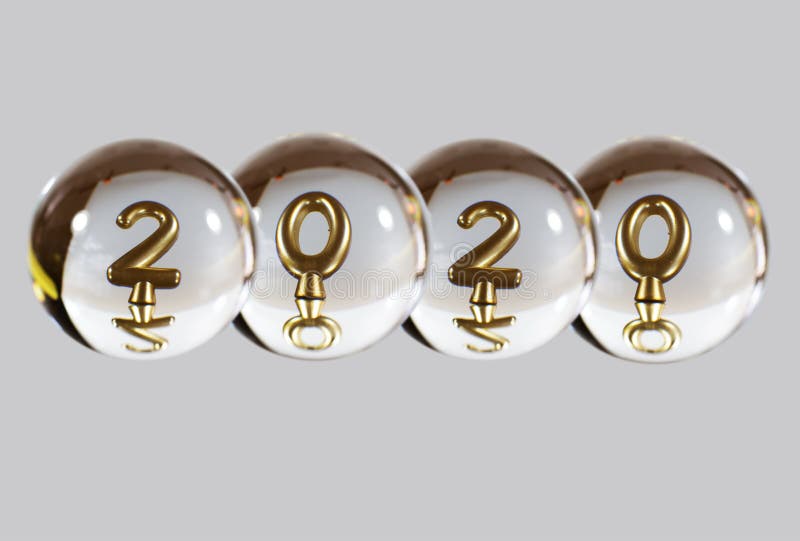 Numbers of 2020 in the Reflection of the Crystal Ball Stock Image ...