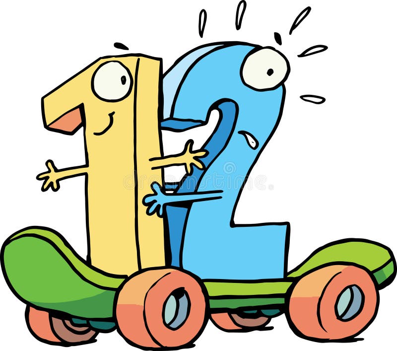 Numbers 1 and 2 Ride Fast on a Skateboard2.eps Stock Illustration ...