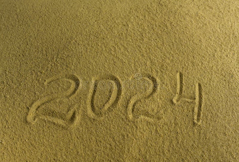 Numbers 2024 on the Sea Sand. Stock Image - Image of beach, symbol ...