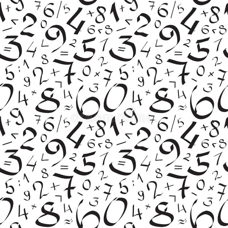 Random Symbols Seamless Pattern. Black Numbers On White Background ...