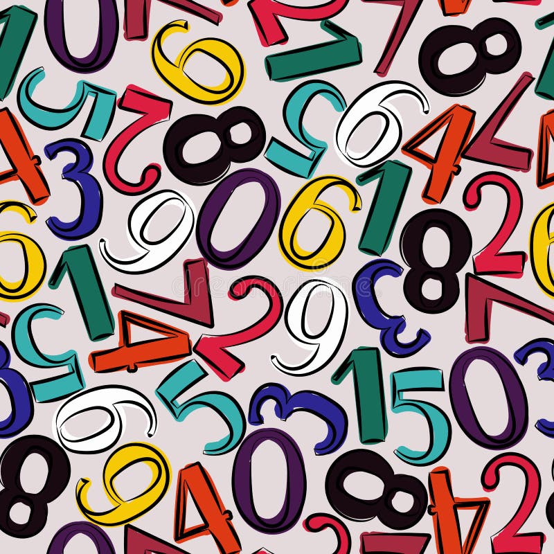 Numbers Seamless Pattern. Hand Drawn Vector Illustration Stock Vector ...