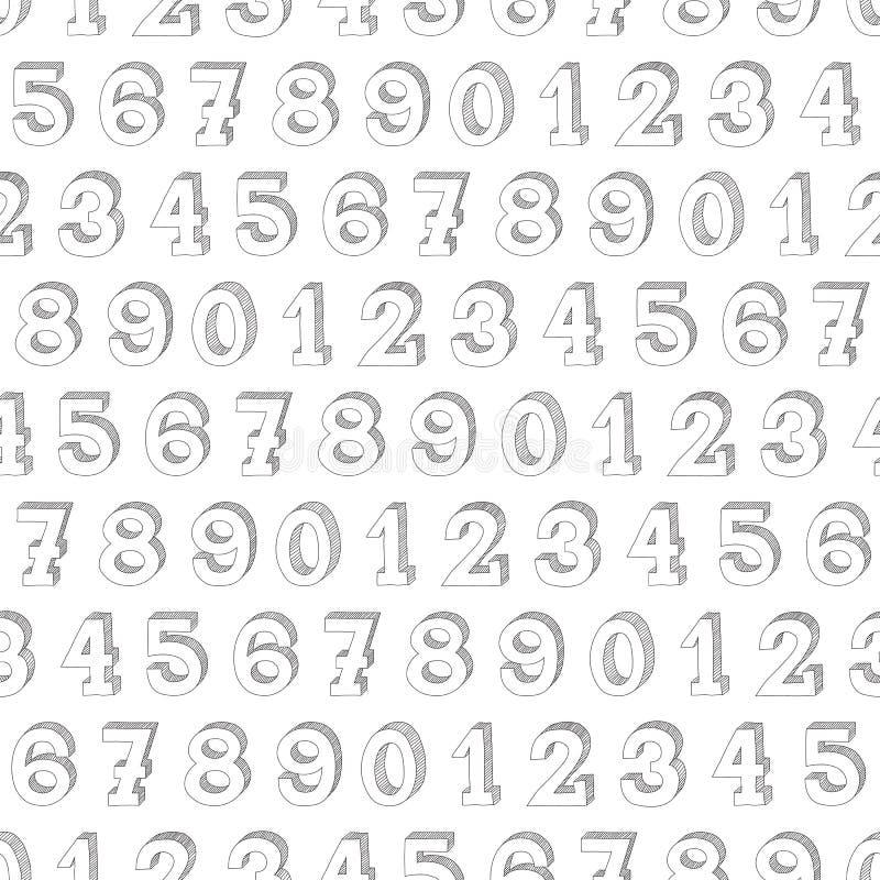 Numbers seamless pattern stock vector. Illustration of hand - 64667522