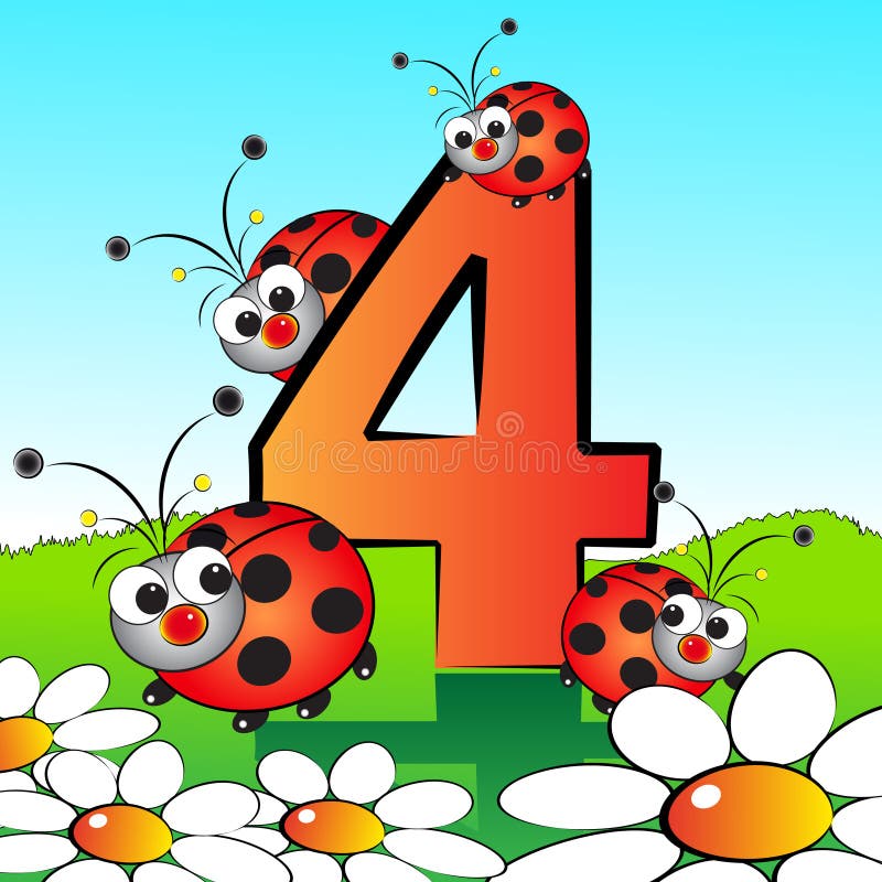 Numbers Serie for Kids - #04 Stock Vector - Illustration of kids ...