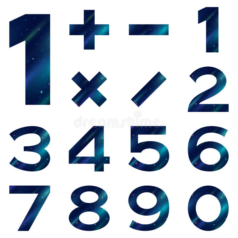 Numbers set, blue space stock vector. Illustration of mathematic - 45945198