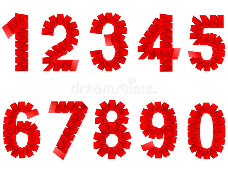 Numbers Set Folded Paper Sign Stock Vector - Illustration of ribbon ...