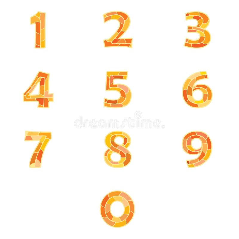 Numbers Set of Orange Pattern Stock Vector - Illustration of graphic ...