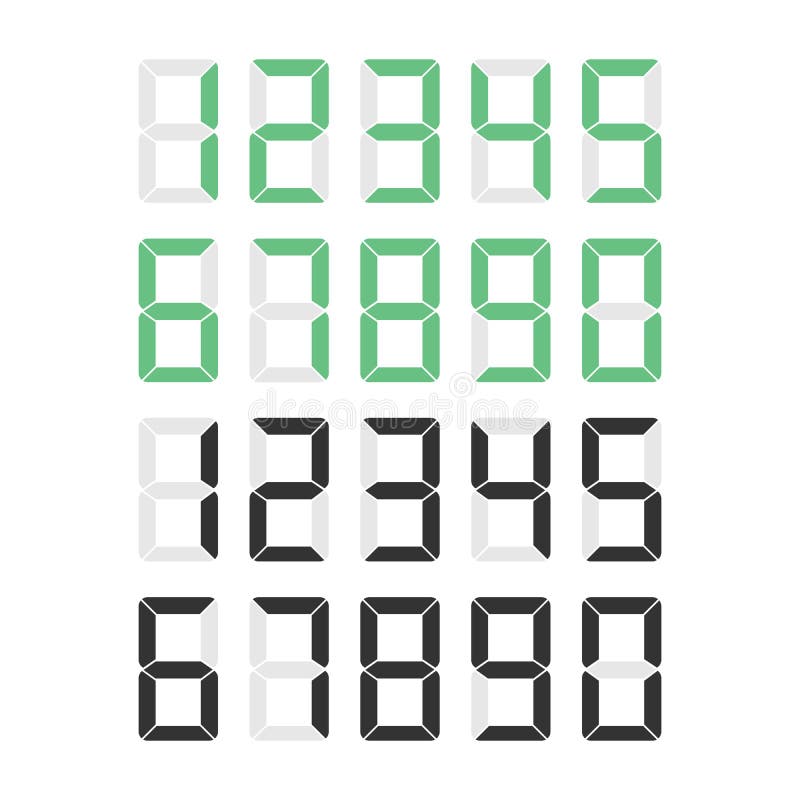 Numbers Set Print Numbers Green and White, Typography Design Element ...