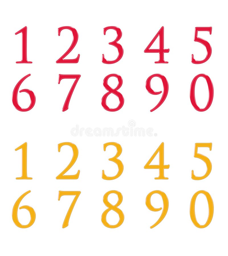 Set Of 0-9 Numbers. Set Of Orange Number Icons Stock Vector ...