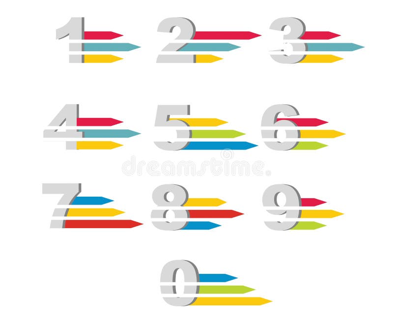 Numbers Set. Vector Illustration. Stock Vector - Illustration of color ...