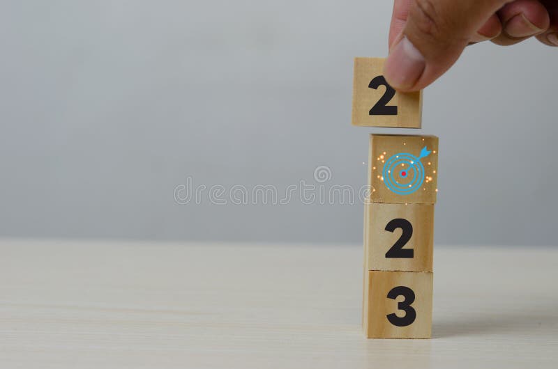 2023 Numbers on Set of Wooden Blocks Start Up Concept Stock Image ...