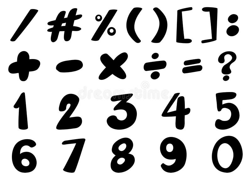 Numbers and Signs in Black Color Stock Vector - Illustration of numbers ...
