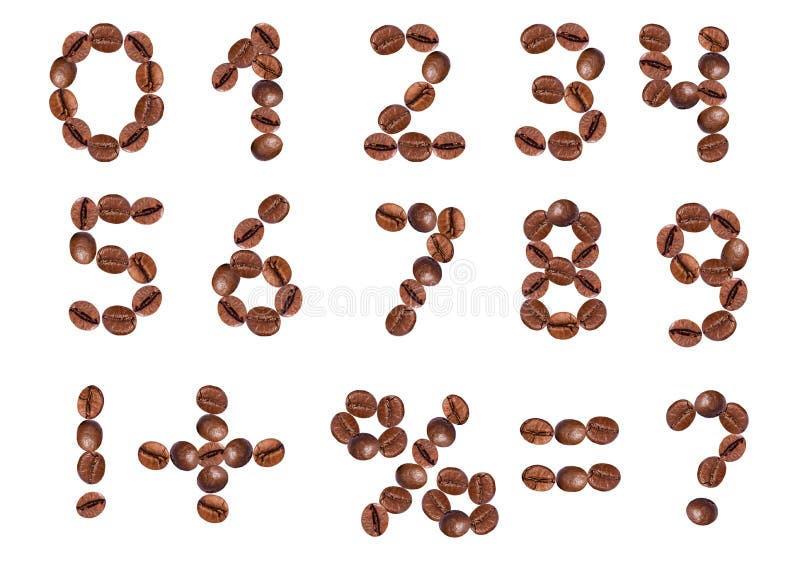 Numbers and Signs from Coffee Beans. Stock Image - Image of dark ...