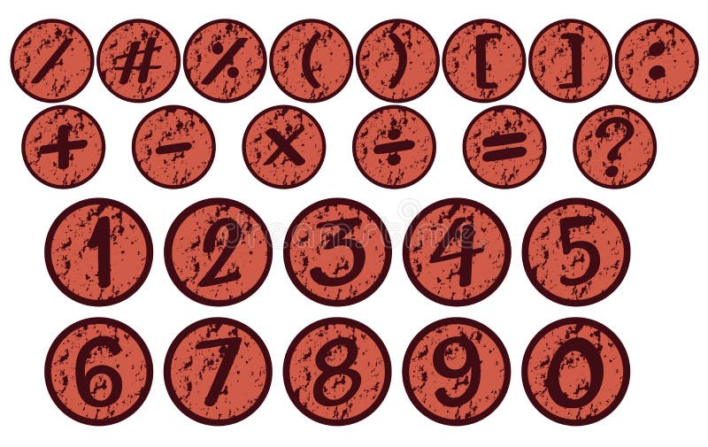Numbers and Signs on Round Badges Stock Vector - Illustration of ...