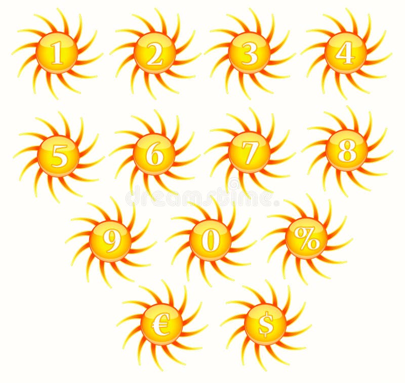 Numbers and Signs in the Sun Stock Vector - Illustration of multiple ...