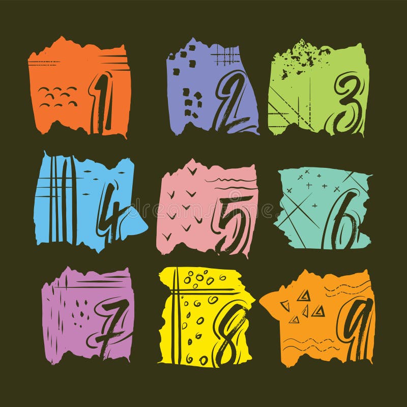 Numbers in Sketch Style and Abstract Backgrounds Stock Vector ...