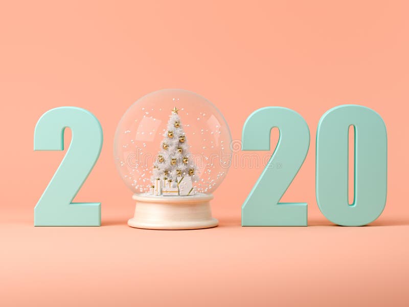 2019 Numbers with Snow Ball 3D Illustration Stock Illustration ...