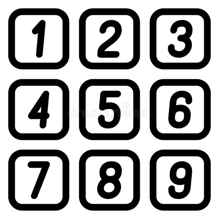 Numbers in Squares on a White Background. Stock Vector - Illustration ...