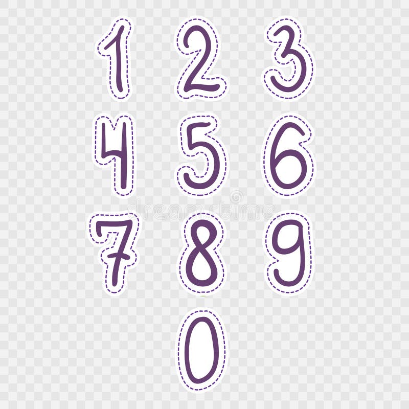 Numbers Stickers Hand Drawing Style Kids Isolated Stock Vector ...