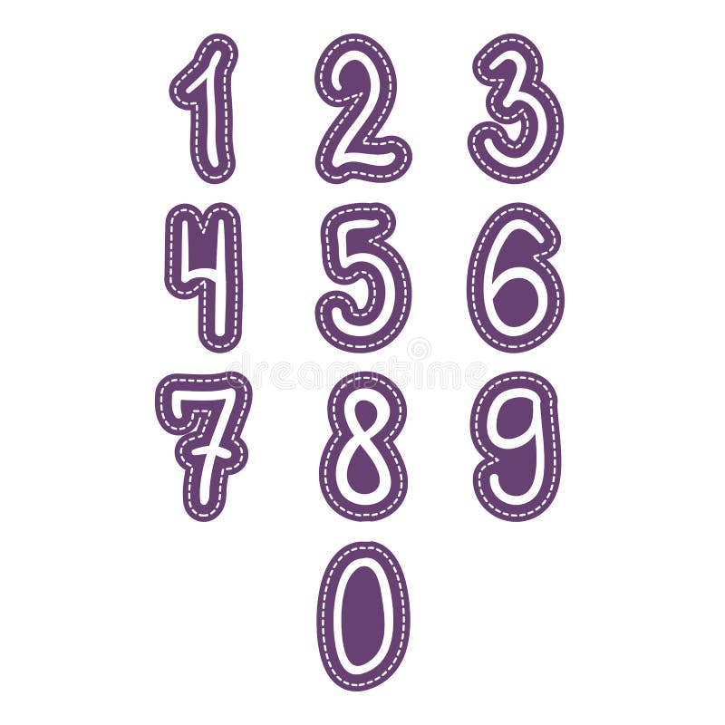 Numbers Stickers Hand Drawing Style Kids Isolated Stock Vector ...