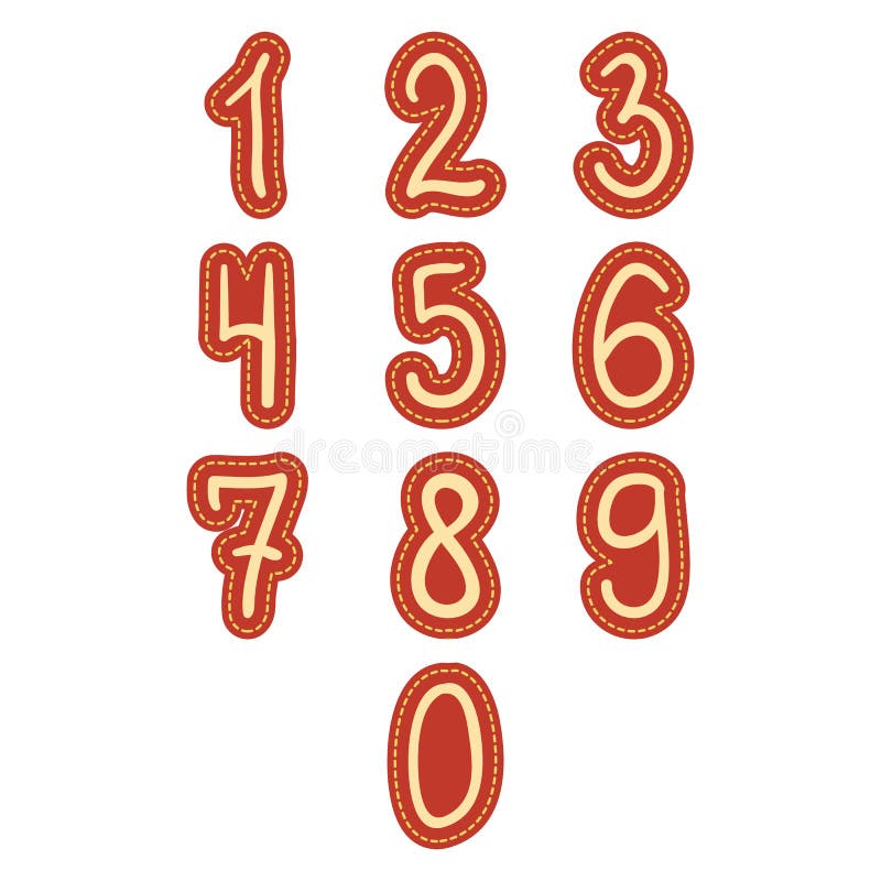 Numbers Stickers Hand Drawing Style Kids Isolated Stock Vector ...