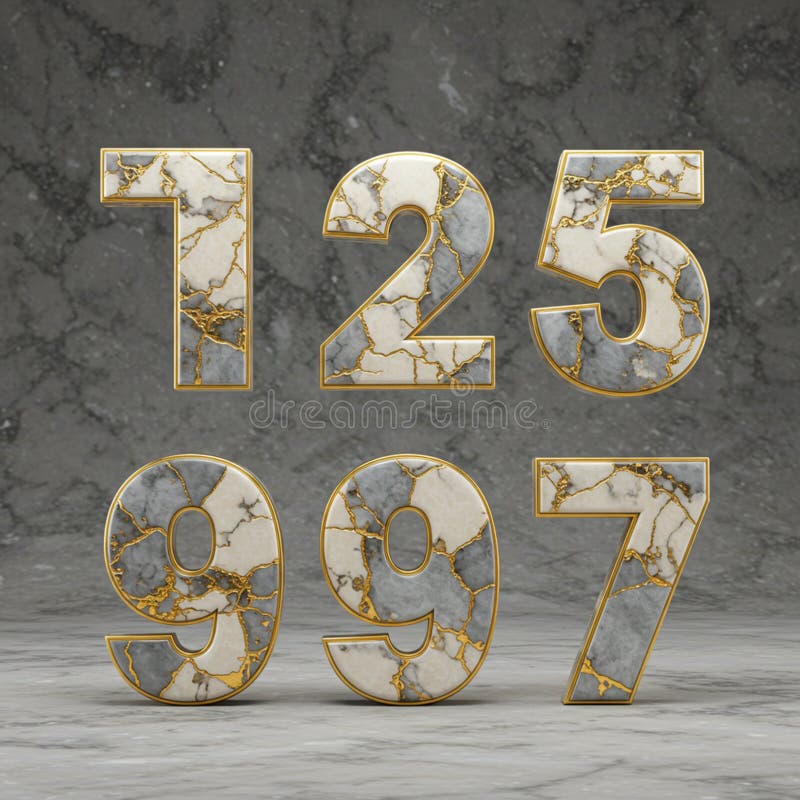 Numbers are Styled with a Luxurious Marble Stock Illustration ...