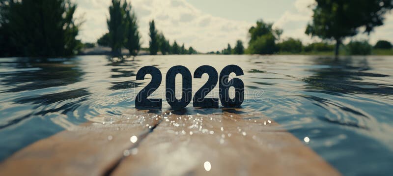 2026 Numbers Submerged in Water, Symbolizing Climate Change and Its ...