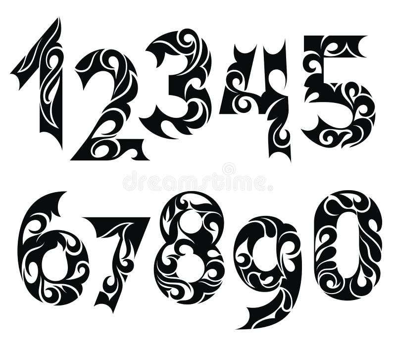 Illustration of a Decorative Numbers. Symbol Set. Vector Illustration ...