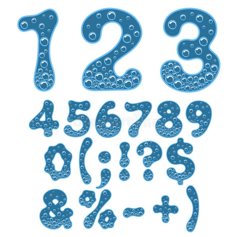 Numbers and Symbols of Sparkling Water. Stock Vector - Illustration of ...