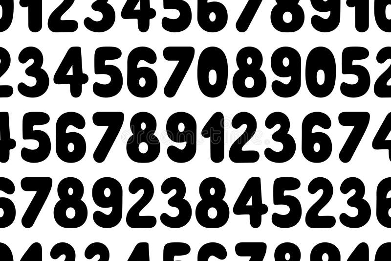 Numbers from 0 To 9. Silhouette. Horizontal Repeating Pattern. Seamless ...