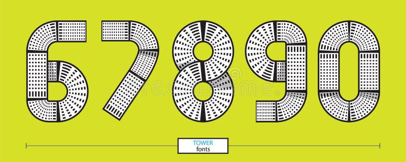 Numbers Tower Geometric Style in a Set 67890 Stock Vector ...