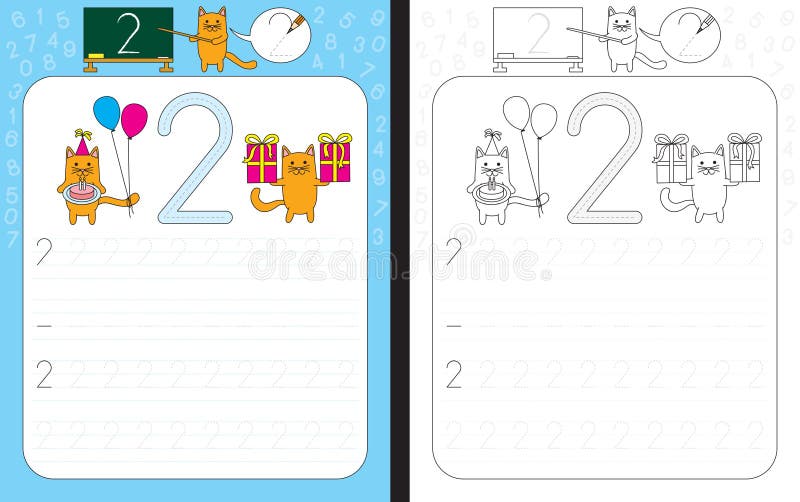 Tracing Cat Number 2 Stock Illustrations – 4 Tracing Cat Number 2 Stock ...