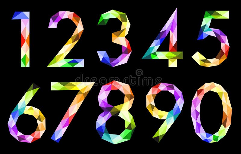 Numbers of Vector Creative Colored Geometric Shape. Bright Numbers ...
