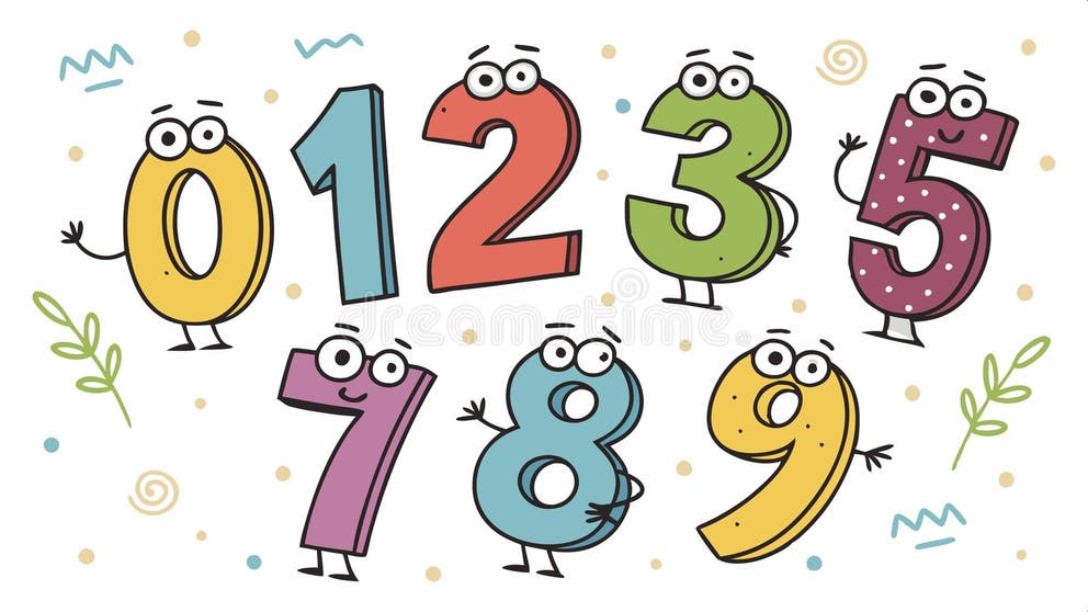 Numbers 0-9 with Waves, Numerical Data Flow Abstract Design Vector ...