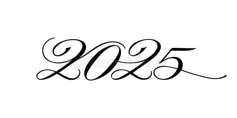 2025 - Numbers Written in Calligraphic Style on a White Background ...