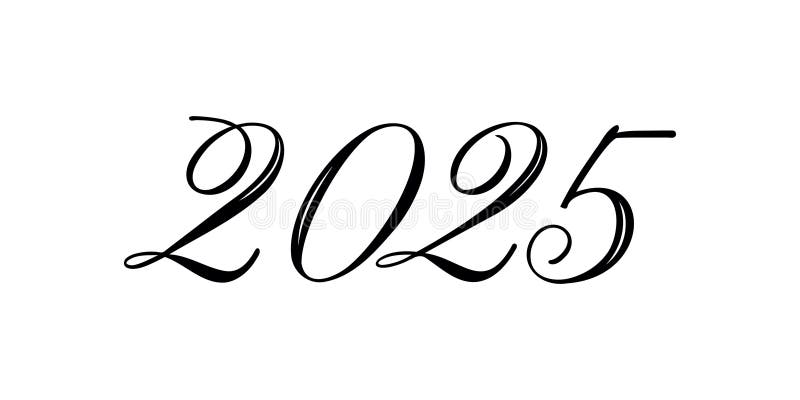 2025 - Numbers Written in Calligraphic Style on a White Background ...