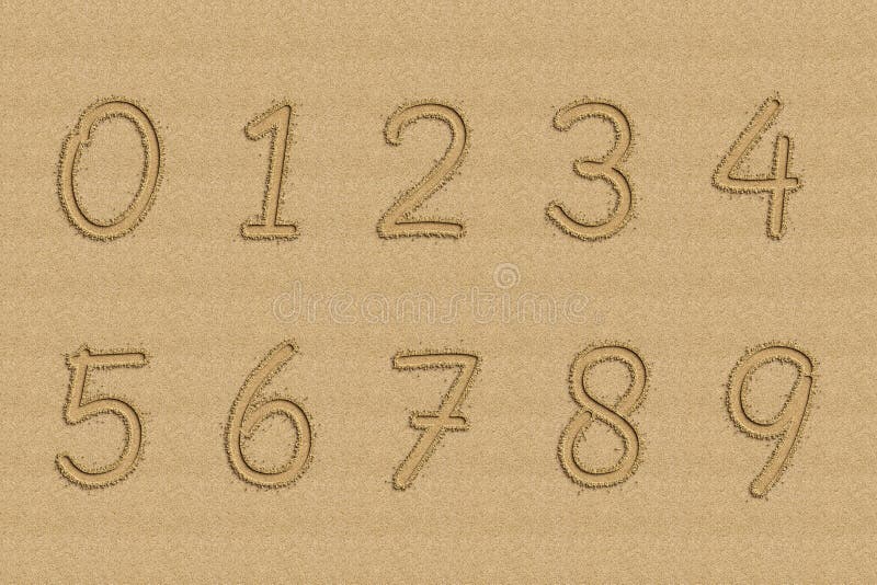 Numbers written on a sand stock photo. Image of ground - 38866334