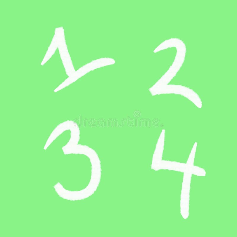 1, 2, 3, and 4 on Green Background Stock Illustration - Illustration of ...