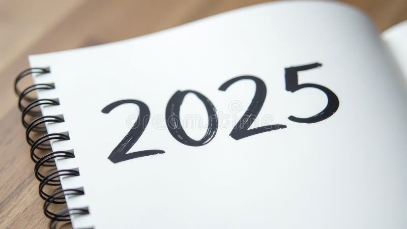 Numbers 2025 Written White Sheet Notebook Paper Bold Black Ink Stock ...