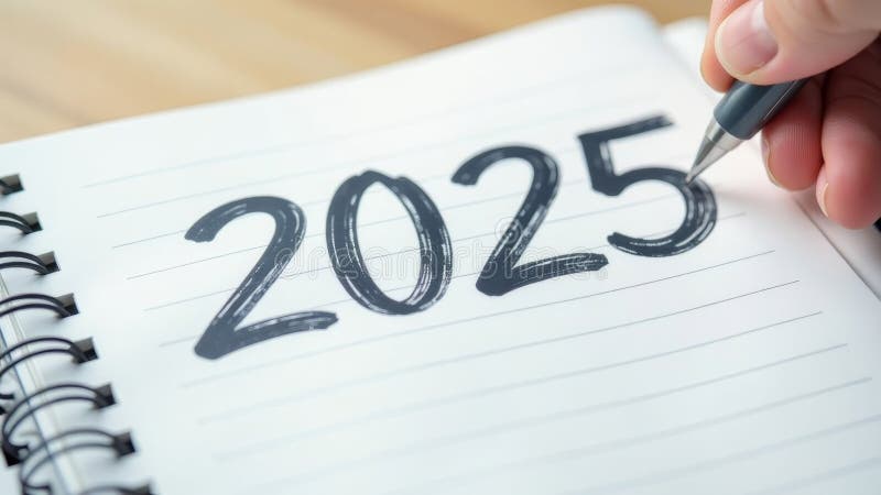 Numbers 2025 Written White Sheet Notebook Paper Bold Black Ink Stock ...