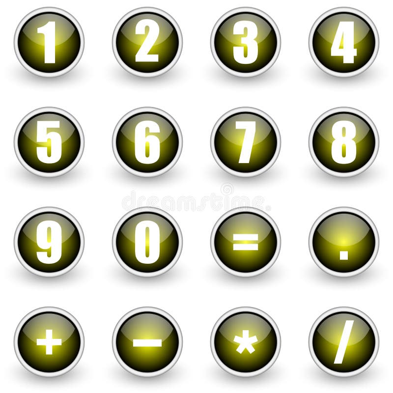 Numbers yellow button set stock illustration. Illustration of addition ...