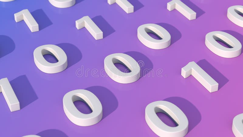 Numbers Zero and One. Binary Code Concept. Blue and Pink Background ...