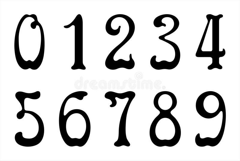 Numbers from Zero To Nine. Old Rustic Font Stock Vector - Illustration ...