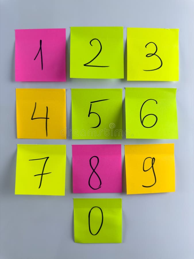 Numbers from Zero To Nine are Written on Colorful Cards Stock Image ...